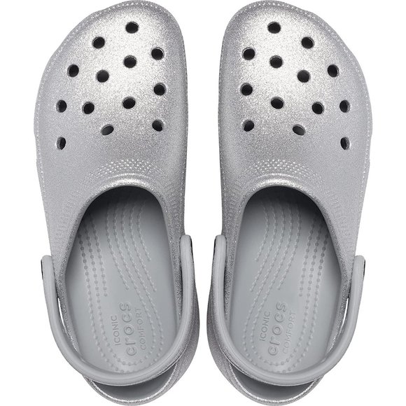 CROCS | Shoes | New Crocs Sizes 8 9 Womens Classic Platform Glitter Clog Silver | Poshmark